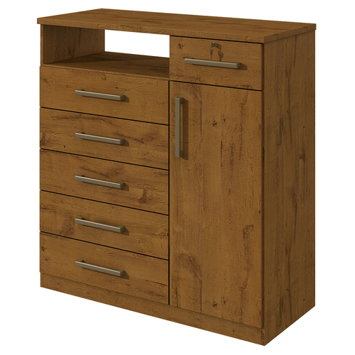 Cômoda em MDF e MDP, 1 Porta e 6 Gavetas - Lopas Da Vinci - Novo Mundo
