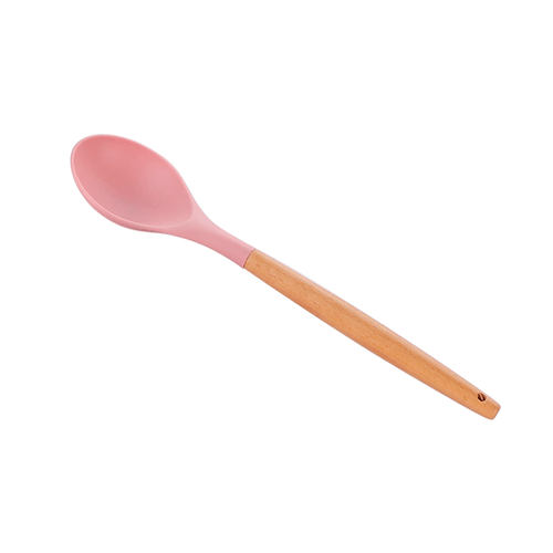 Colher Charmy Lyor, Cabo de Bambu, Silicone, Rosa - 1475 - Novo Mundo