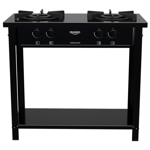 Fogão Industrial Dako Couraçado 2 Bocas com Tripla Chama Preto - Novo Mundo