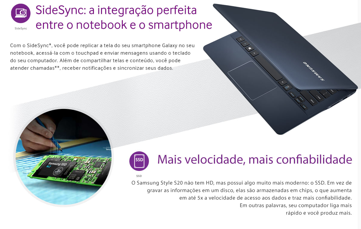 Notebook Samsung Style i5, 4GB, 256GB, 13.3", Branco - NP910S3K - Novo ...